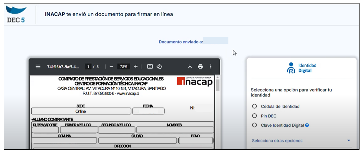 Firma digital de contrato - Período Otoño – Inacap Online