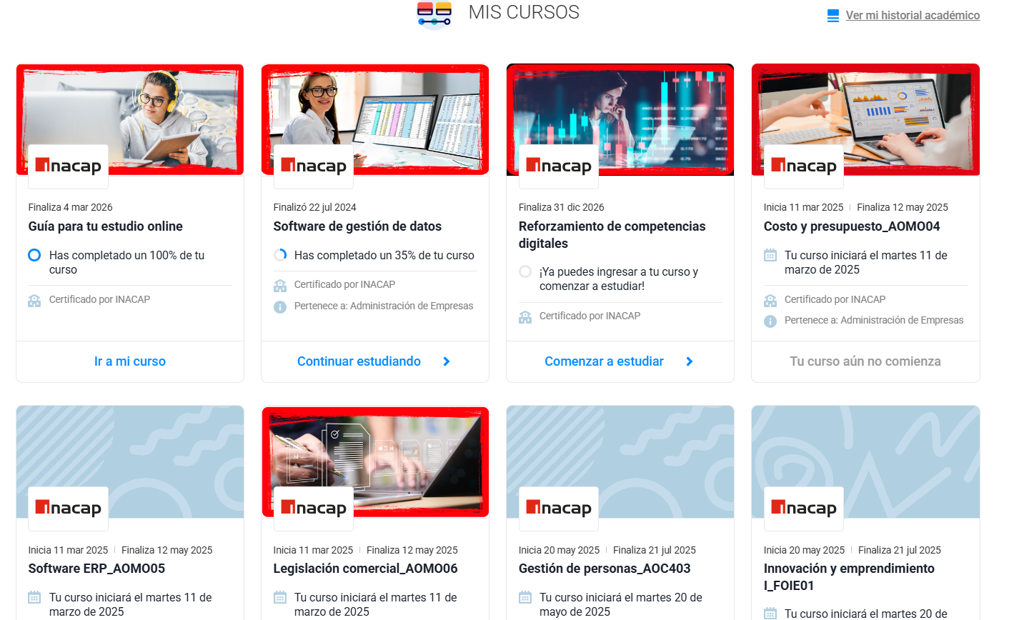 Dónde revisar el listado de asignaturas inscritas – Inacap Online