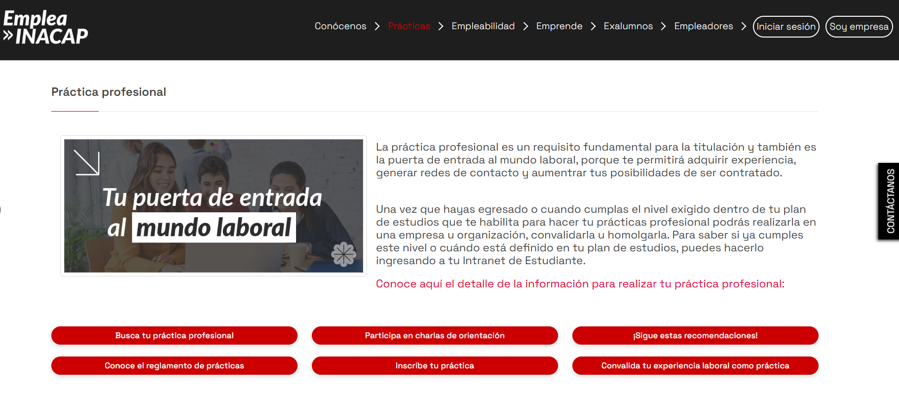 Dónde ver información sobre prácticas profesionales en la intranet ...